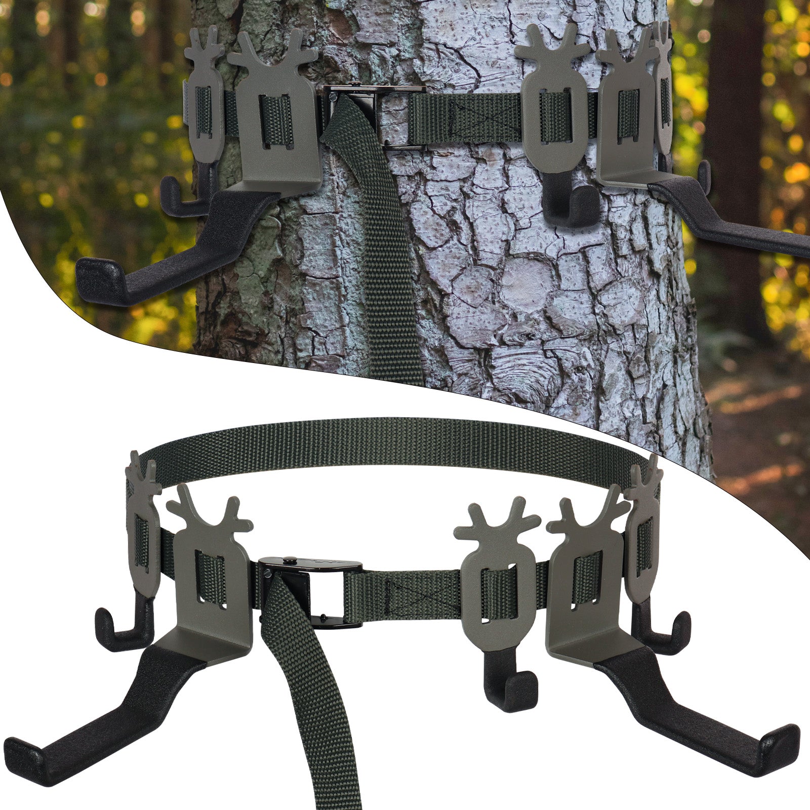 Treestand Strap Gear & Bow Hangers for Hunting Gears Bow - 3 Gear Hook ...