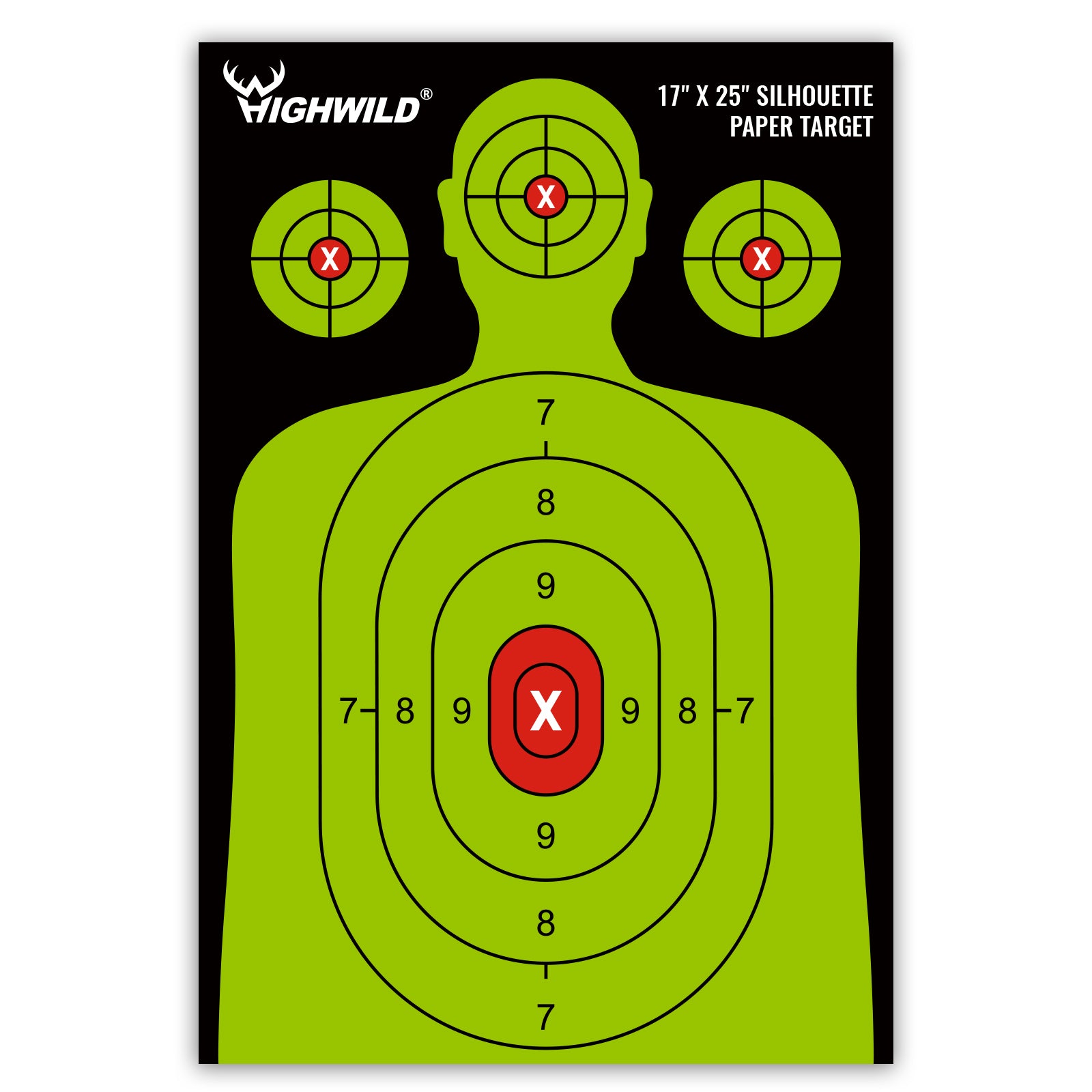Shooting Range Silhouette Paper Target - 17X25 Inches (Black & Green ...