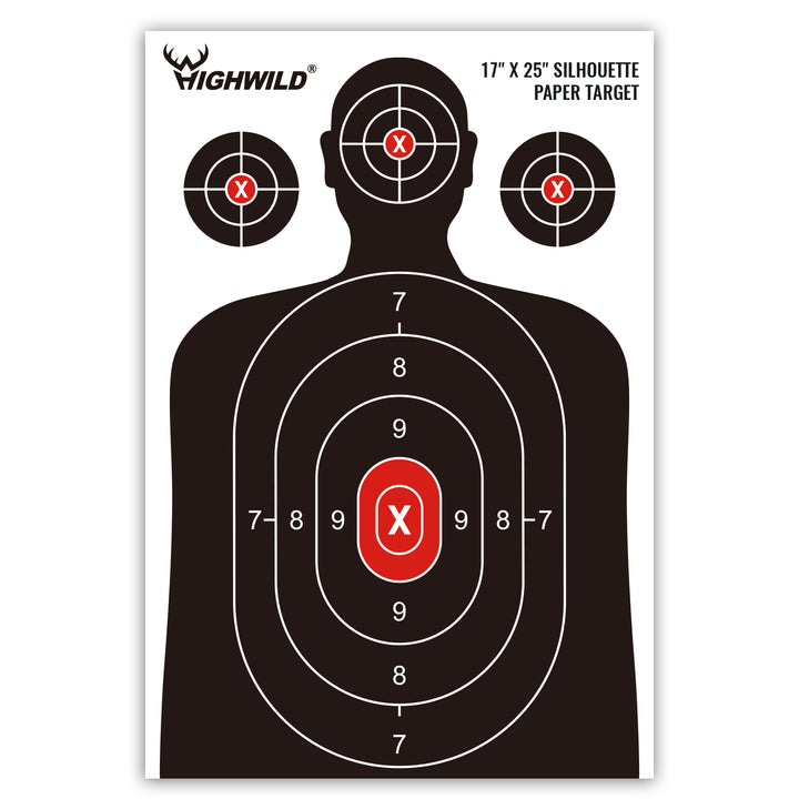 Shooting Range Silhouette Paper Target - 17X25 Inches (White & Black ...