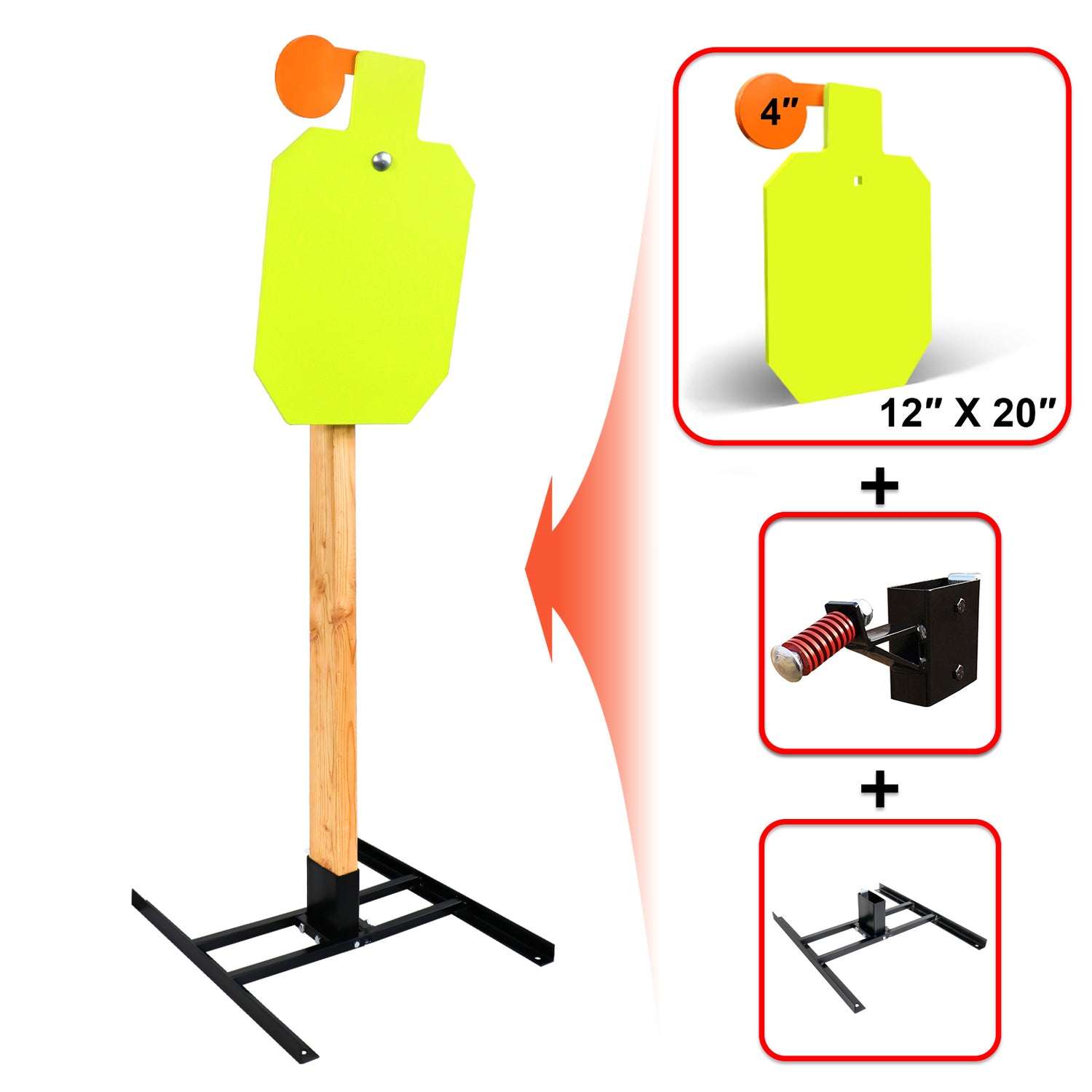 Double T-Shaped Base Stand + 2X4 Target Hanger + 3/8" Thick 12" X 20 ...